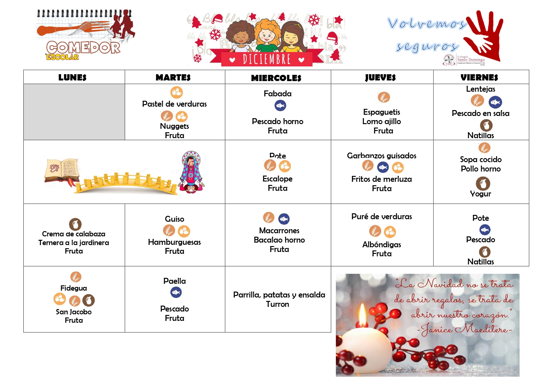 Menú mensual – Colegio Santo Domingo de Navia